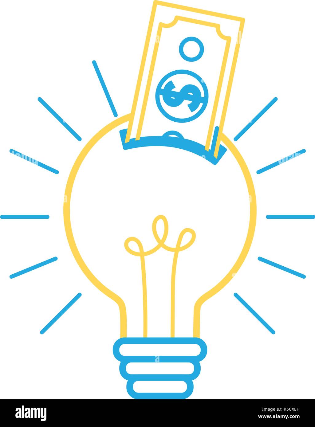 line bulb idea with bill cash money Stock Vector Image & Art - Alamy