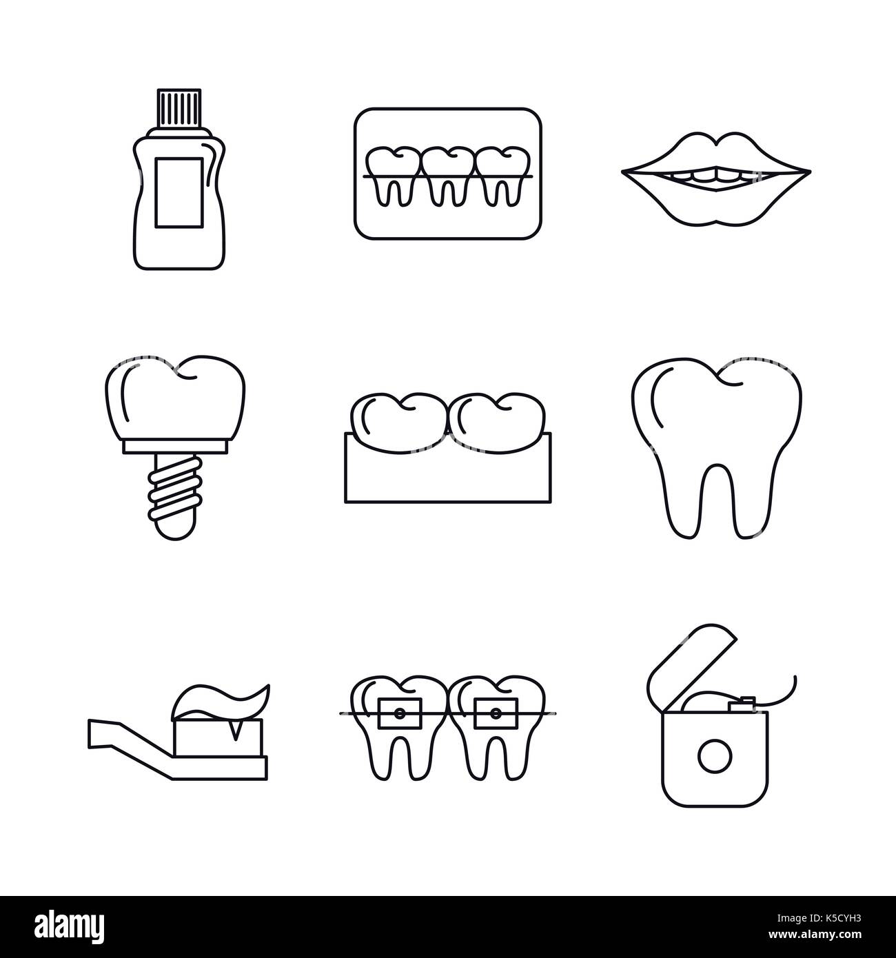Odontology icons set Stock Vector Image & Art - Alamy