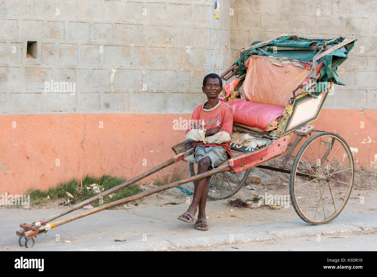 Pousse-pousse is the main transport in Toliara, Madagascar Stock Photo ...