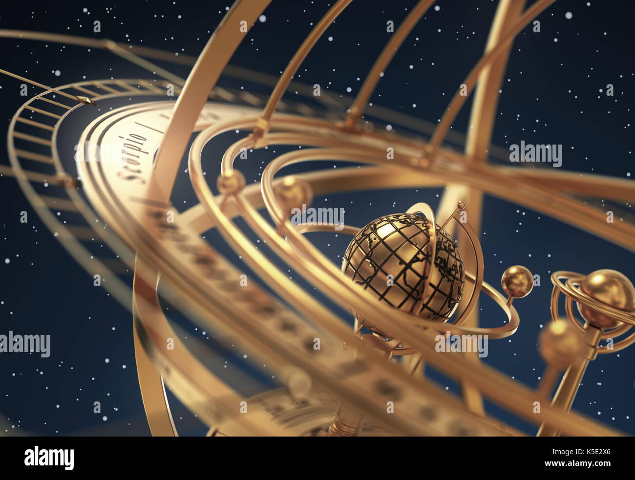 Armillary Sphere On Blue Background. 3D Illustration Stock Photo - Alamy