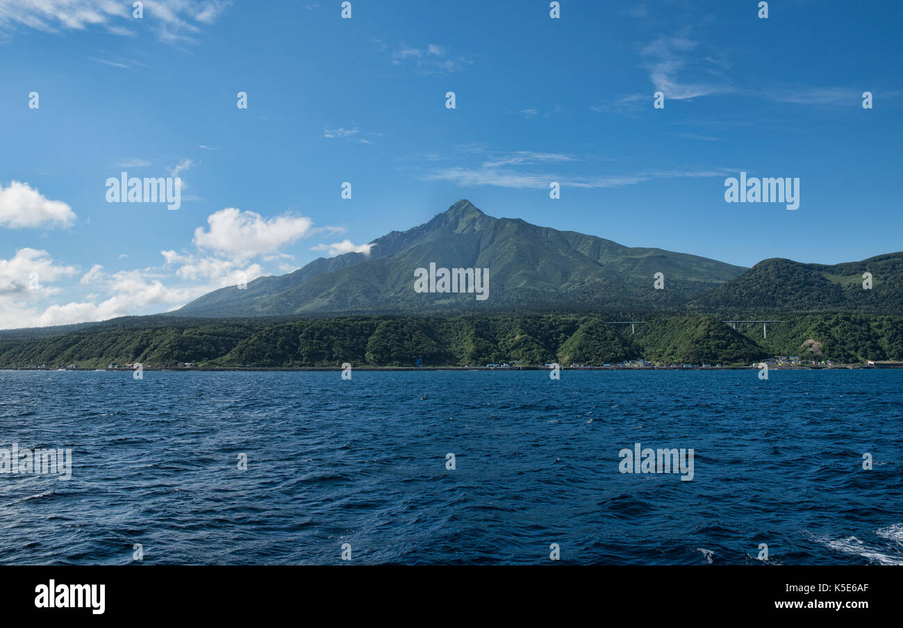 The imposing Mount Rishiri volcano, Rishiri Island, Hokkaido, Japan ...