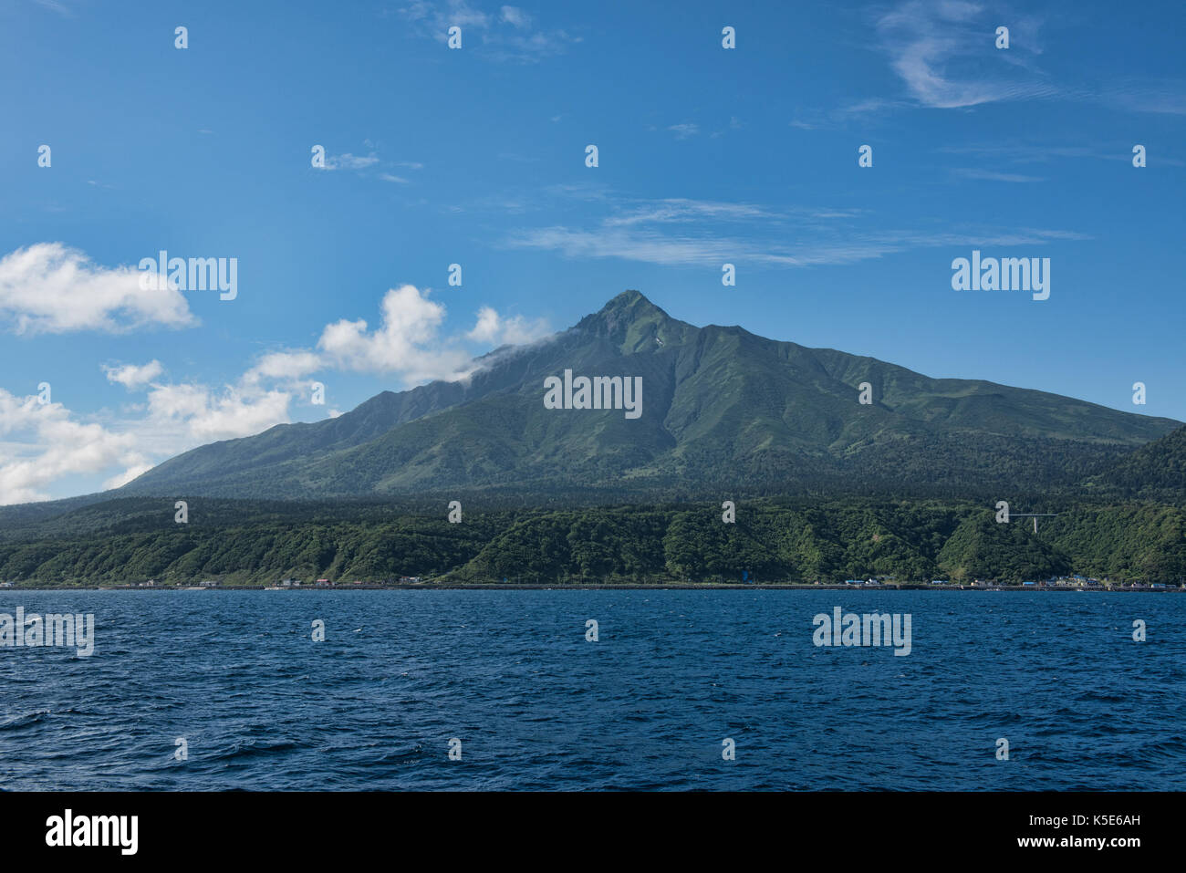 The imposing Mount Rishiri volcano, Rishiri Island, Hokkaido, Japan ...