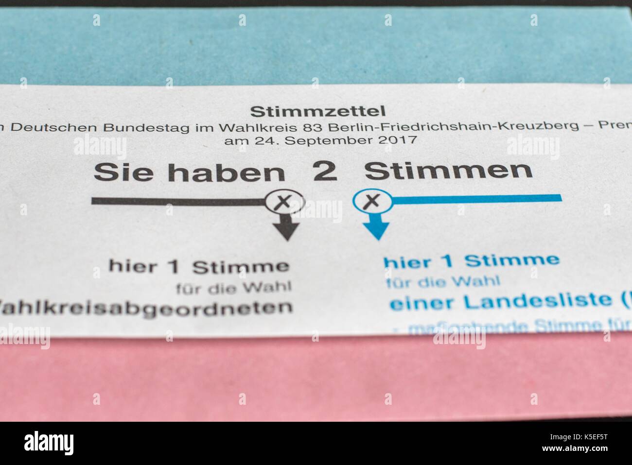Polling card or absentee ballot or election documents for the german ...