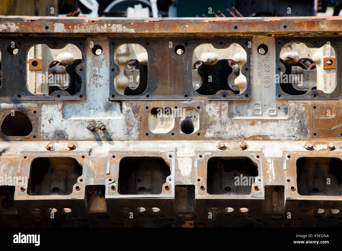 Impressions of the cylinder block of the car with a strong engine size ...