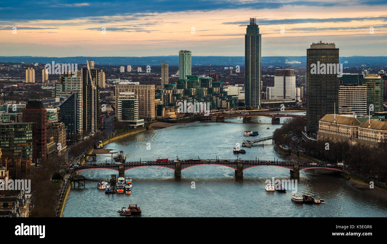 London, England - Aerial skyline view of west London, including Lambeth ...