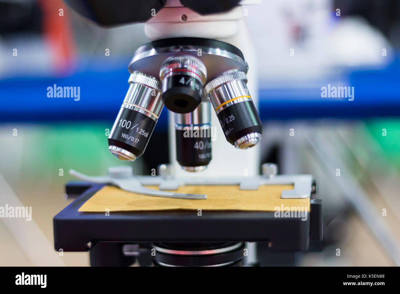 Close up Microscope in laboratory Stock Photo - Alamy