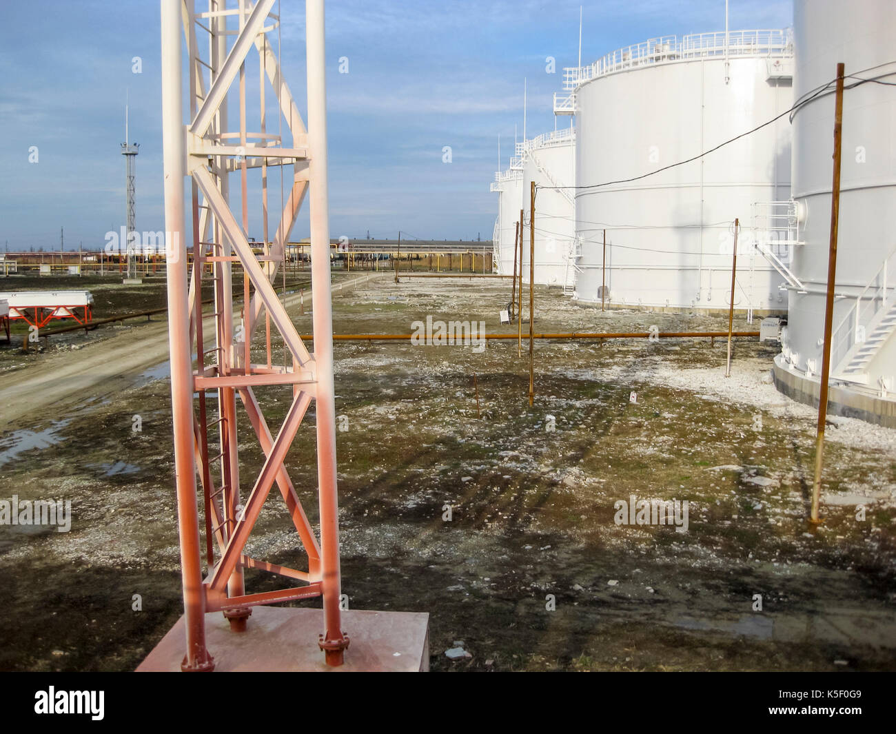Storage tanks for petroleum products. Equipment refinery Stock Photo ...