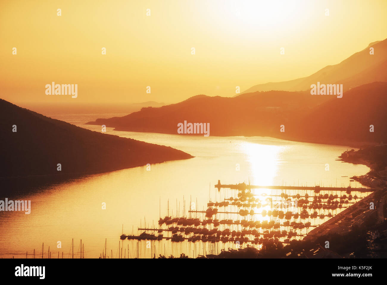 Ship pier at sunset Turkey Stock Photo - Alamy