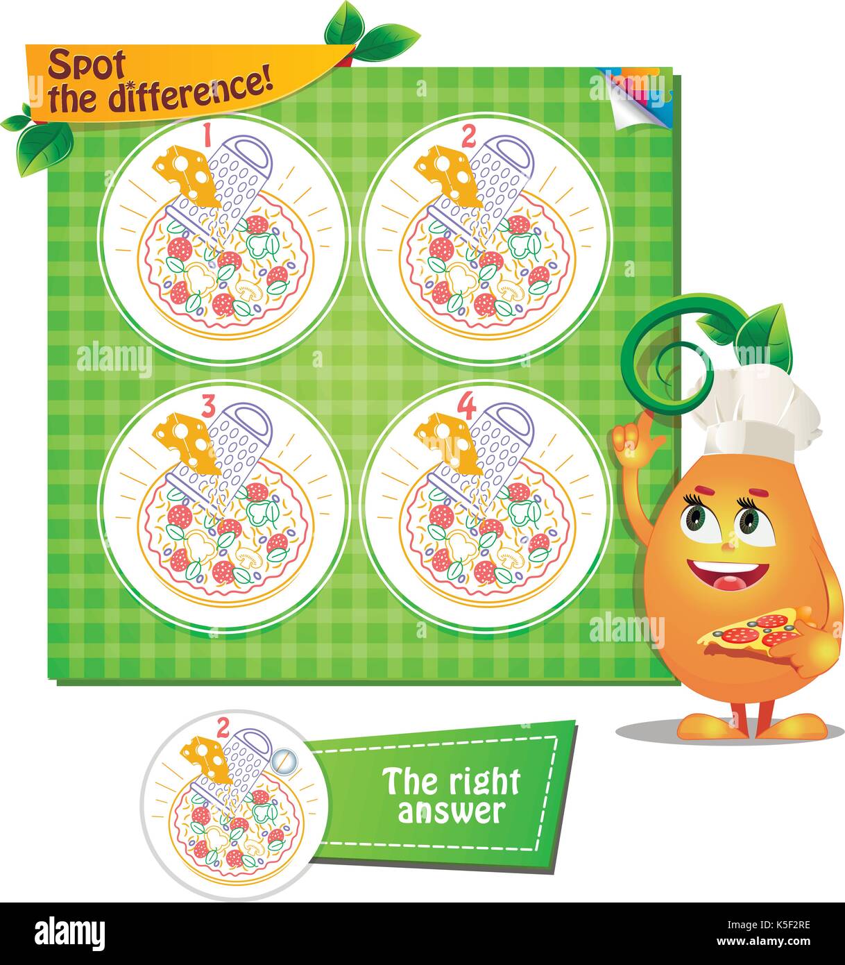 Visual Game for children. Task: Spot the difference singing pizza Stock ...