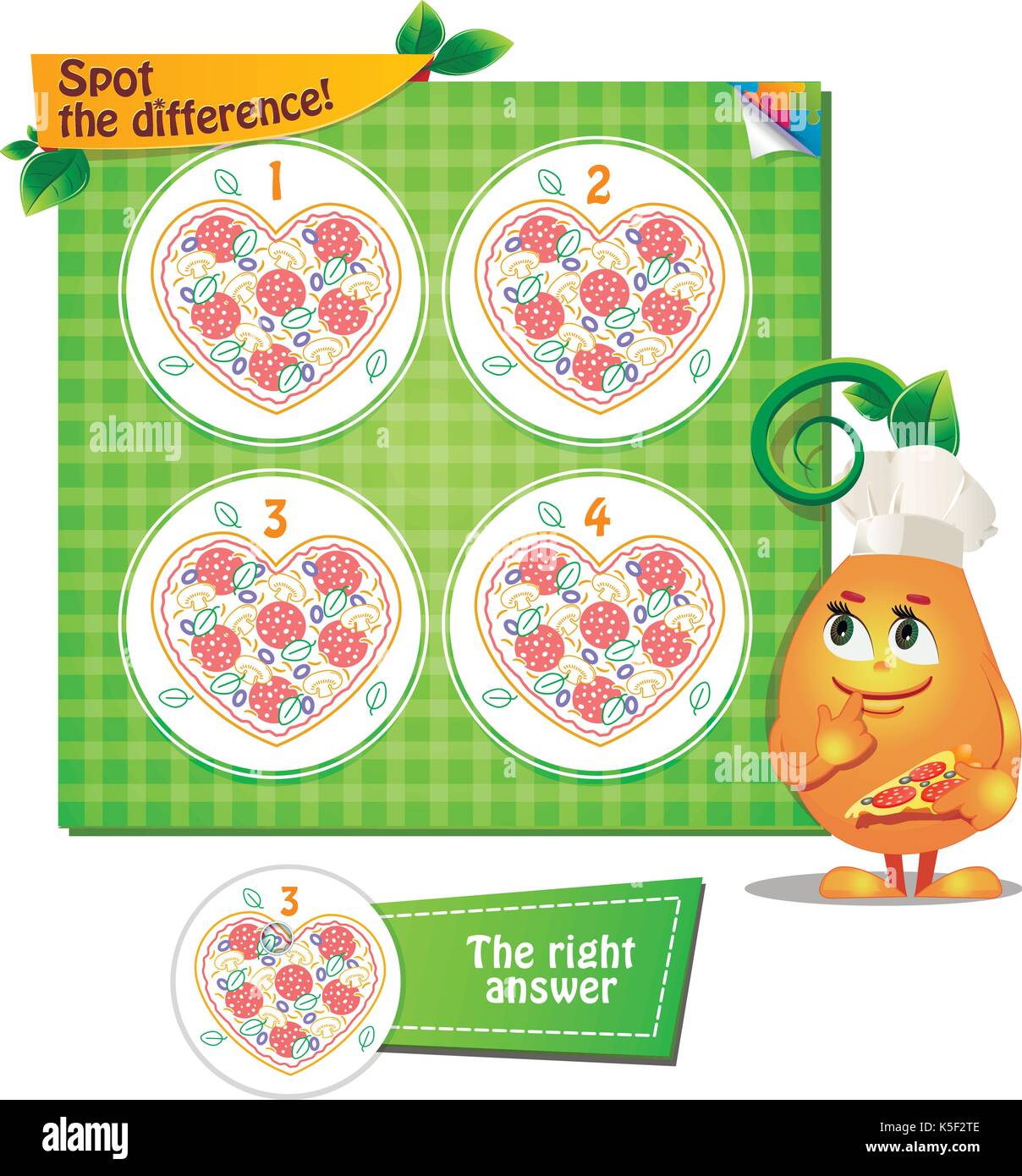 Visual Game for children. Task: Spot the difference singing pizza Stock ...