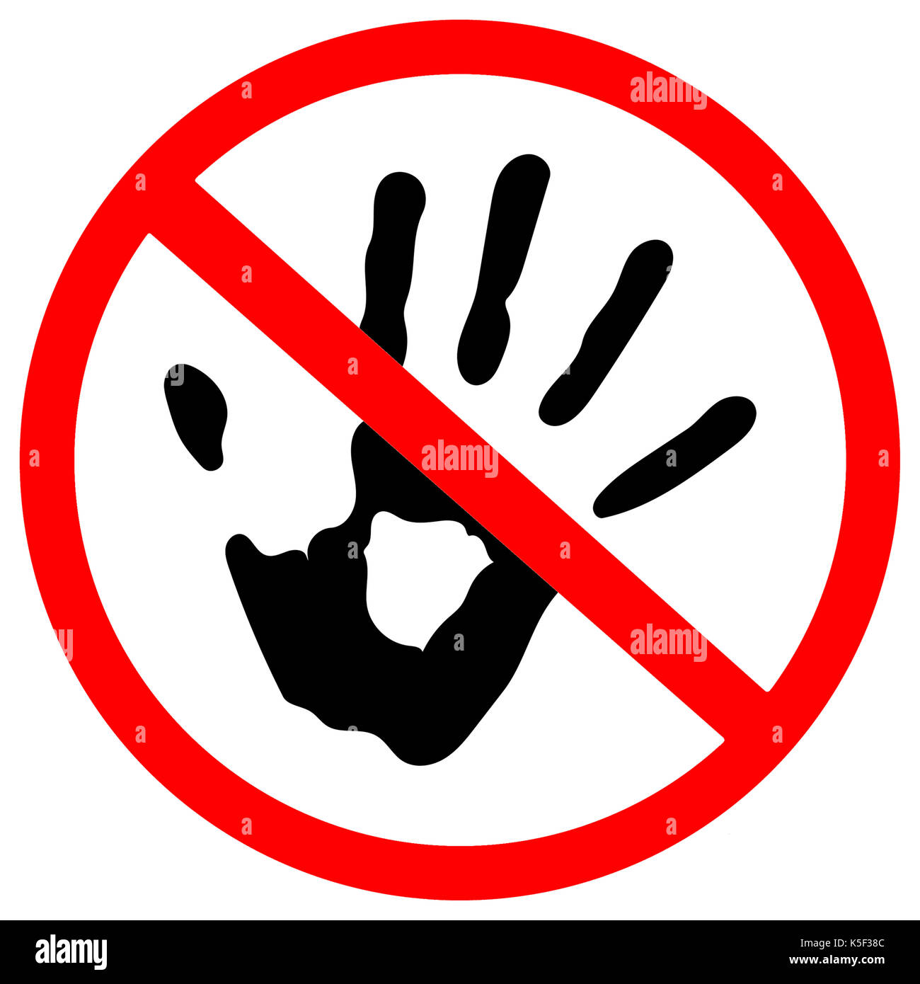 do not touch circle prohibited road sign on white Background Stock ...