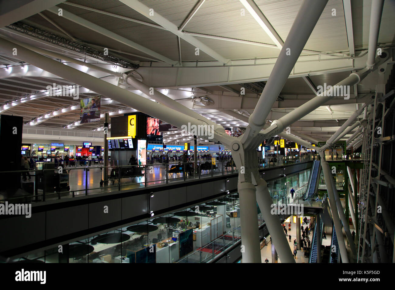 Modern architecture of Terminal Five, Heathrow airport, London, England ...