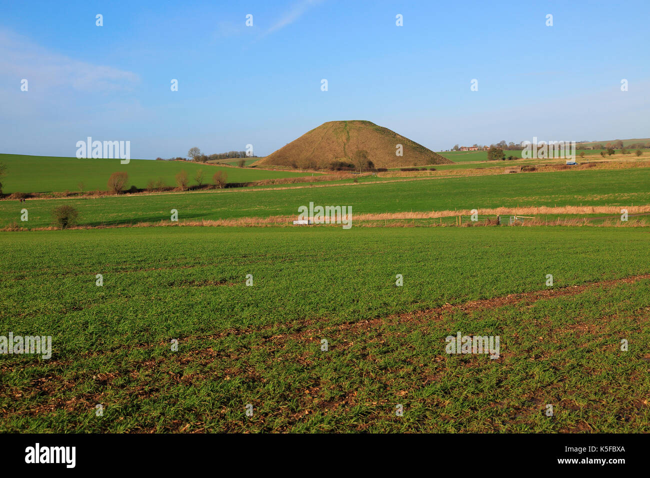 Silbury Hill neolithic site Wiltshire, England, UK is the largest ...