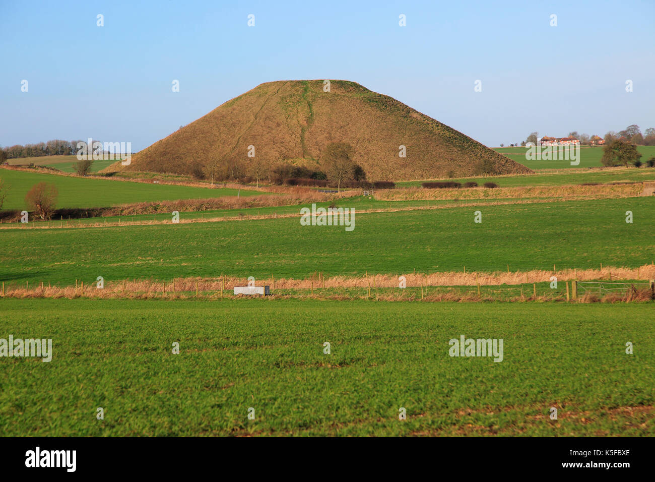 Silbury Hill neolithic site Wiltshire, England, UK is the largest ...