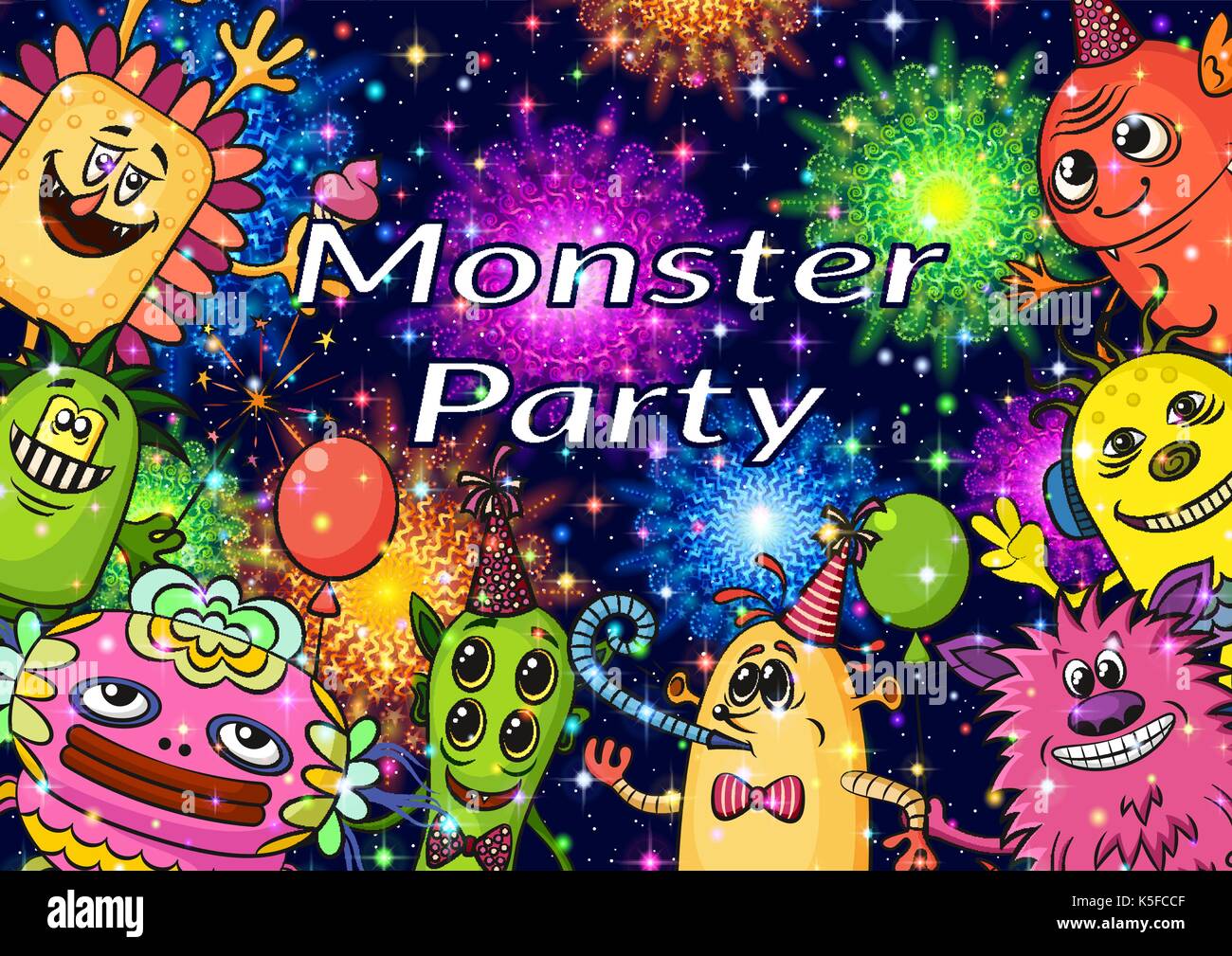 Cartoon Monsters Background Stock Vector Image & Art - Alamy