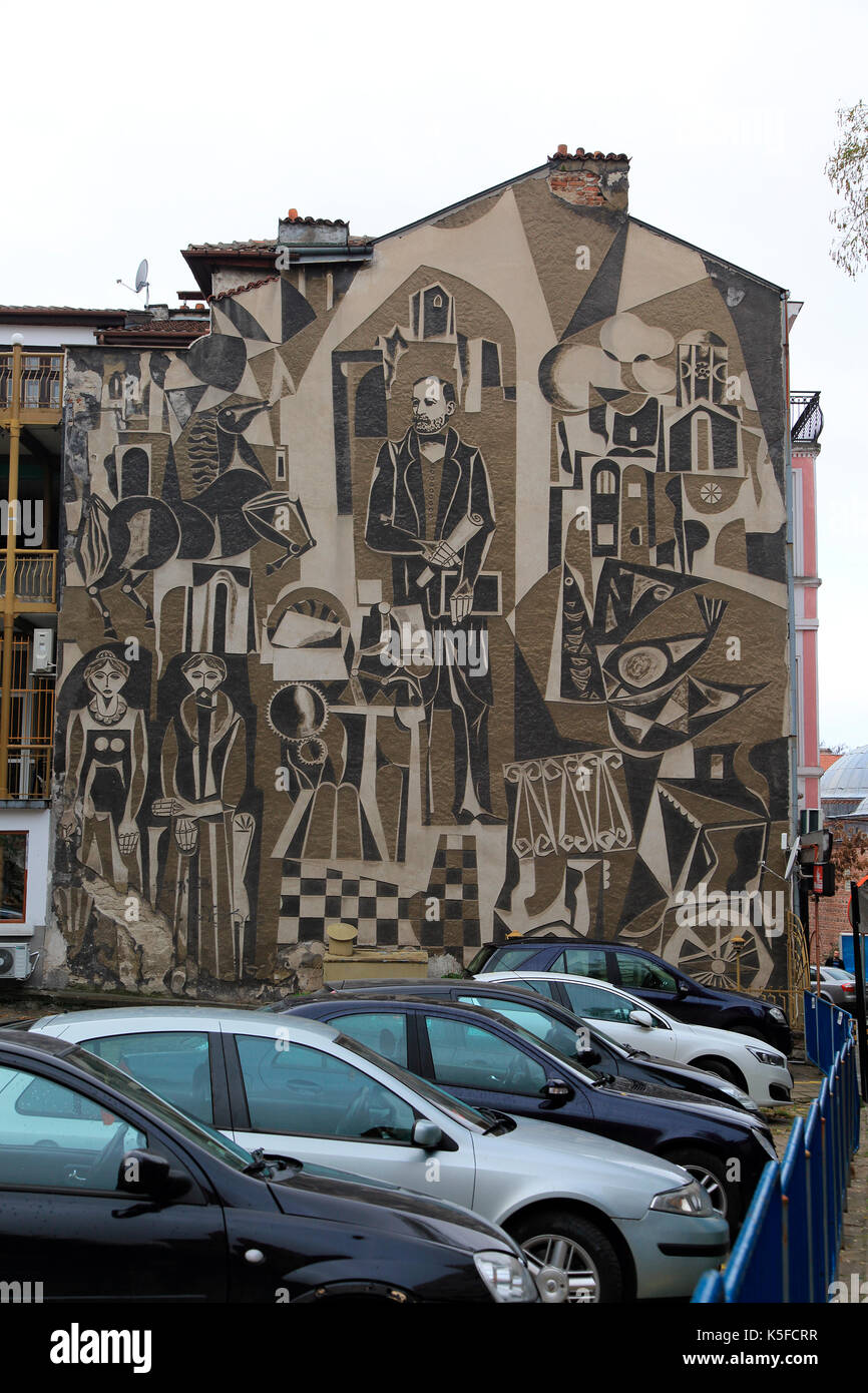 Hristo Danov wall Mural, Plovdiv, Bulgaria, eastern Europe Stock Photo ...