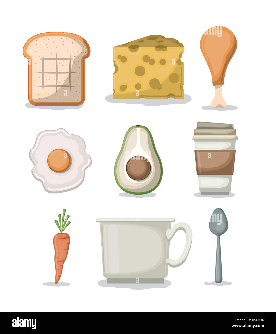 tasty foods colorful set over white background Stock Vector Image & Art ...