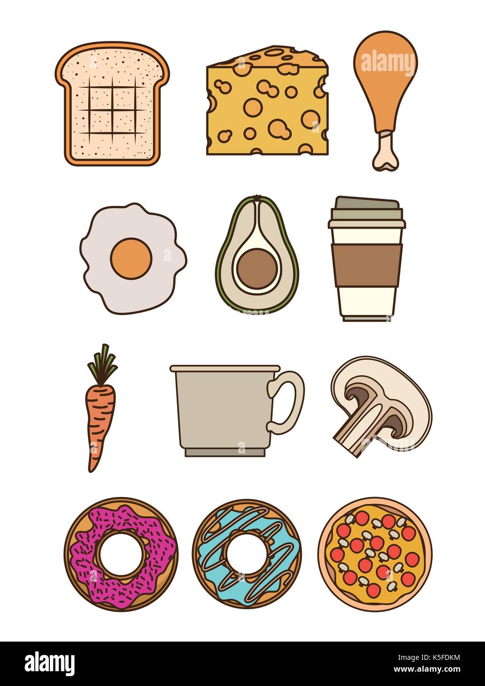 tasty foods colorful set over white background Stock Vector Image & Art ...