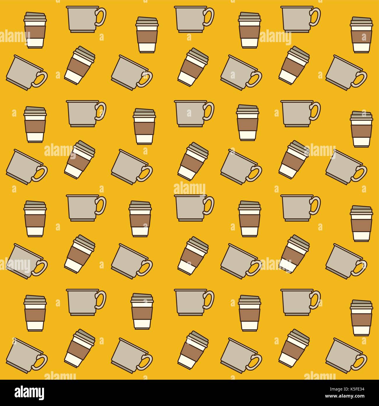 cups and disposable cup pattern colorful in yellow background Stock ...