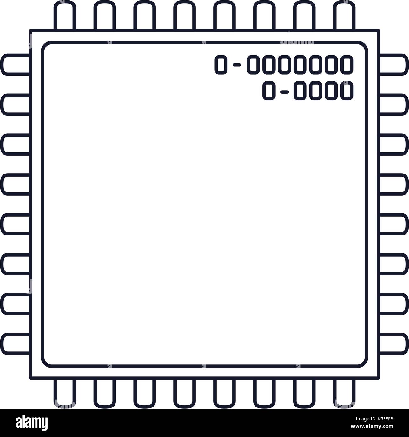 Microchip Closeup Icon In Monochrome Silhouette Stock Vector Image