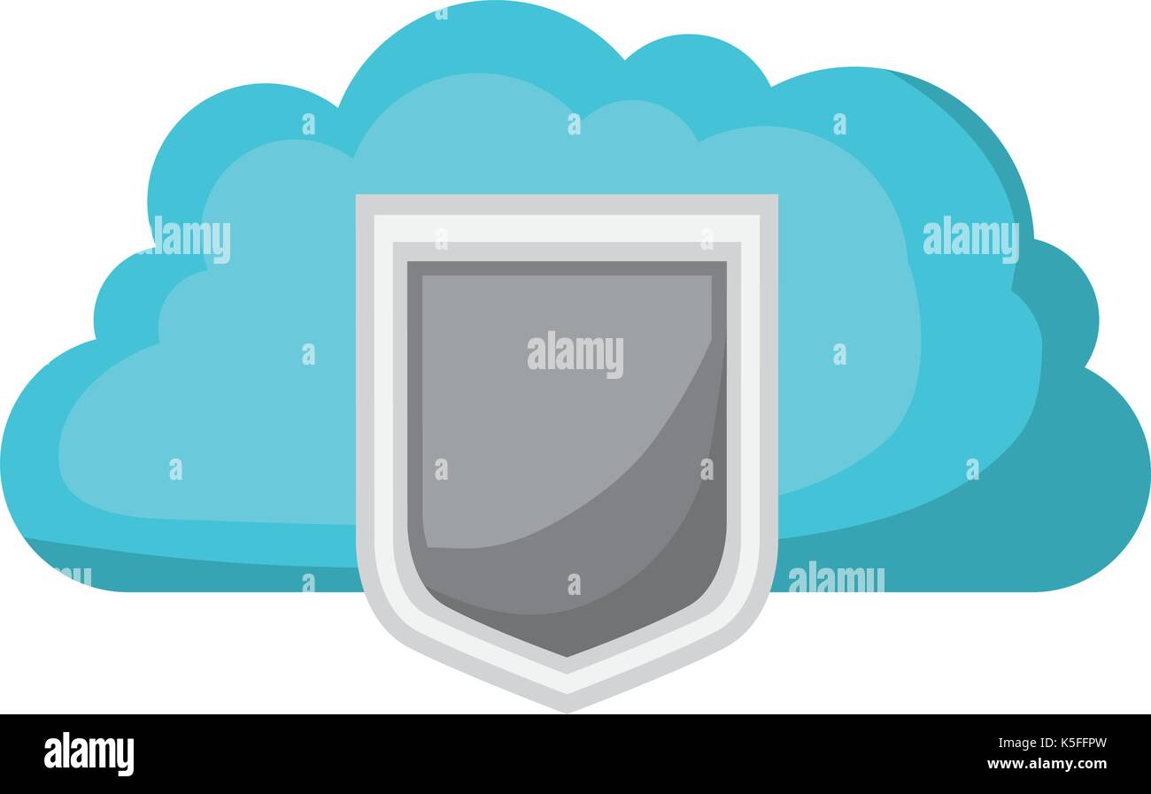 cloud storage data protection shield icon and shading Stock Vector ...