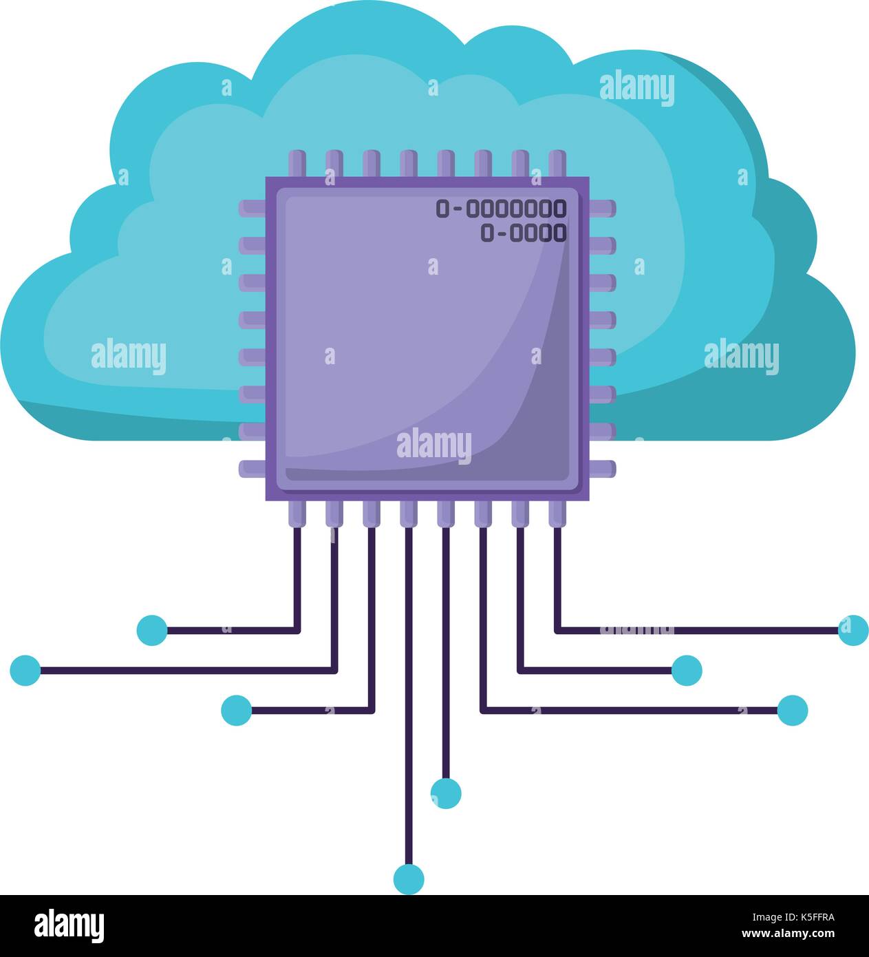 cloud storage data and cpu microprocessor icon shading Stock Vector ...