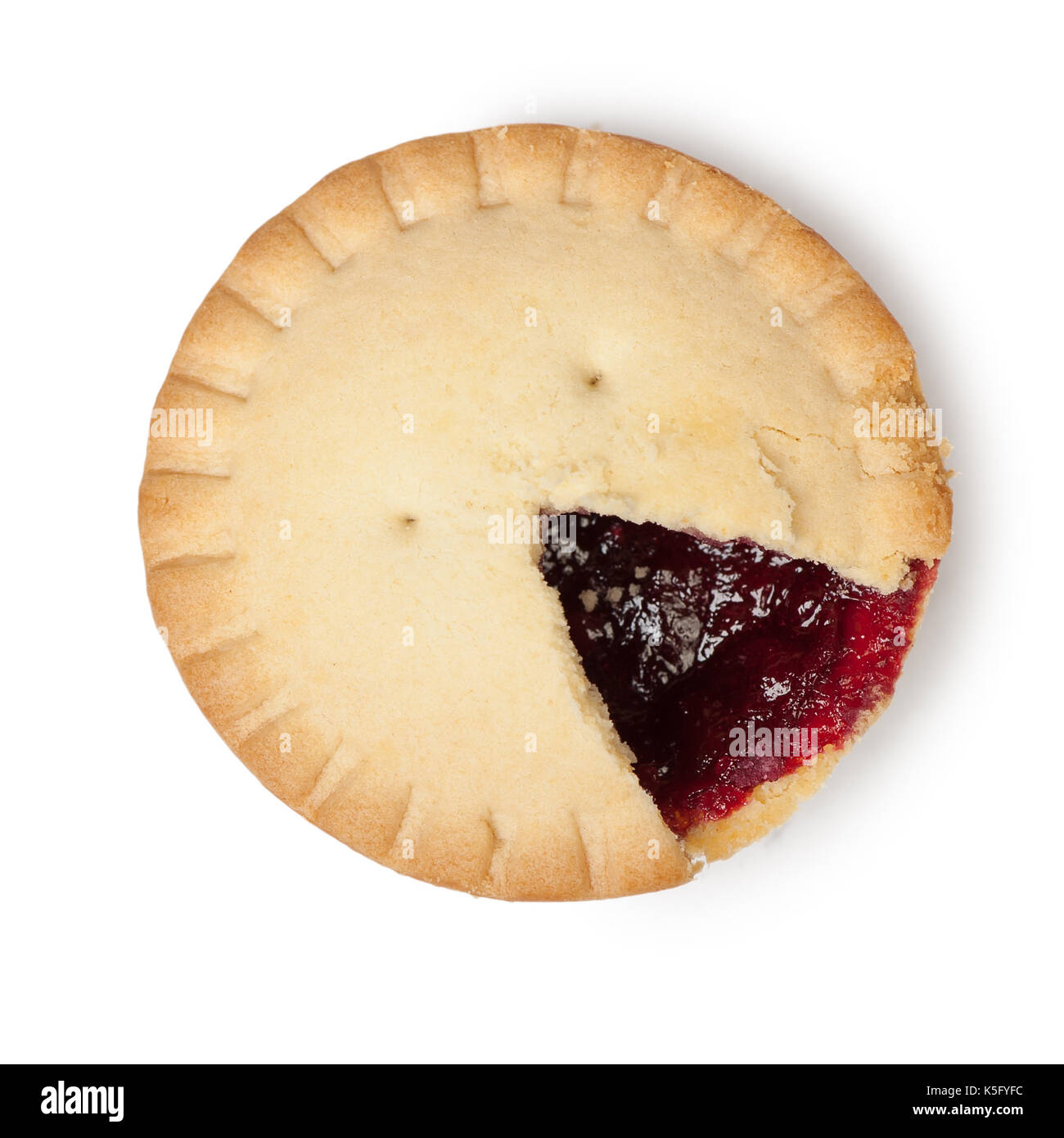 Small bitten cake isolated on white background Stock Photo - Alamy