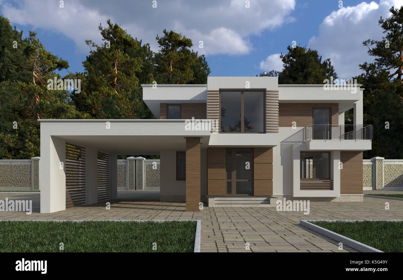 Building Photorealistic Render 3D Illustration Stock Photo - Alamy