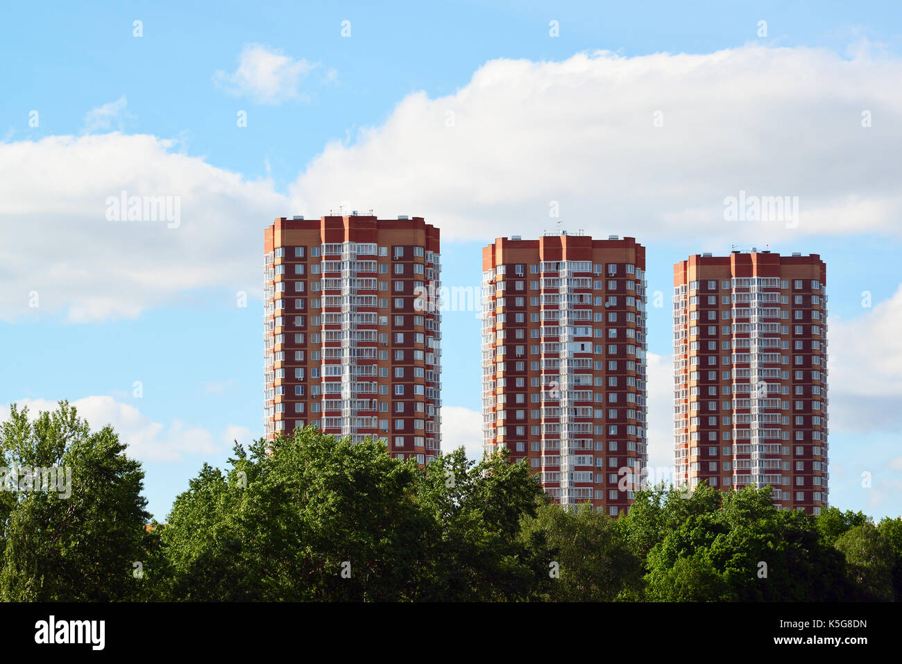three modern high-rise apartment buildings in Moscow, Russia Stock ...