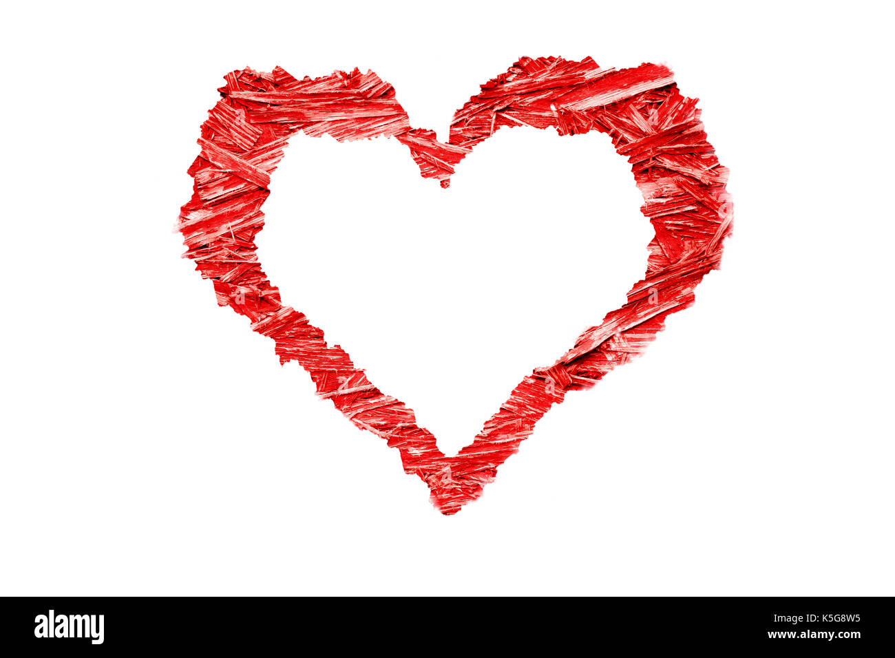 Heart shaped colorful bright red compressed wood chippings plywood ...