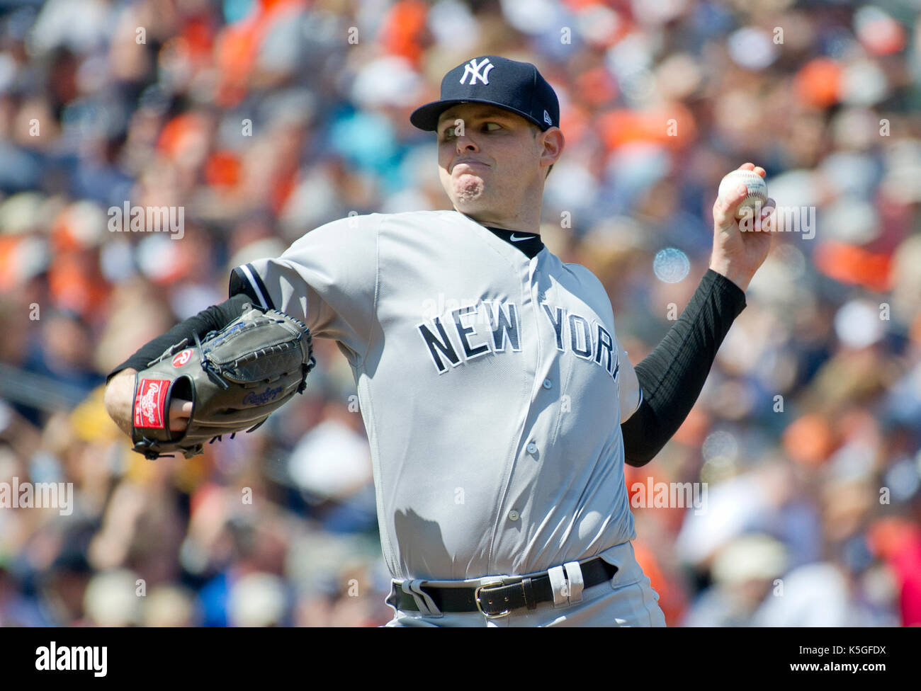 New York Yankees starting pitcher Jordan Montgomery (47) pitches in the ...