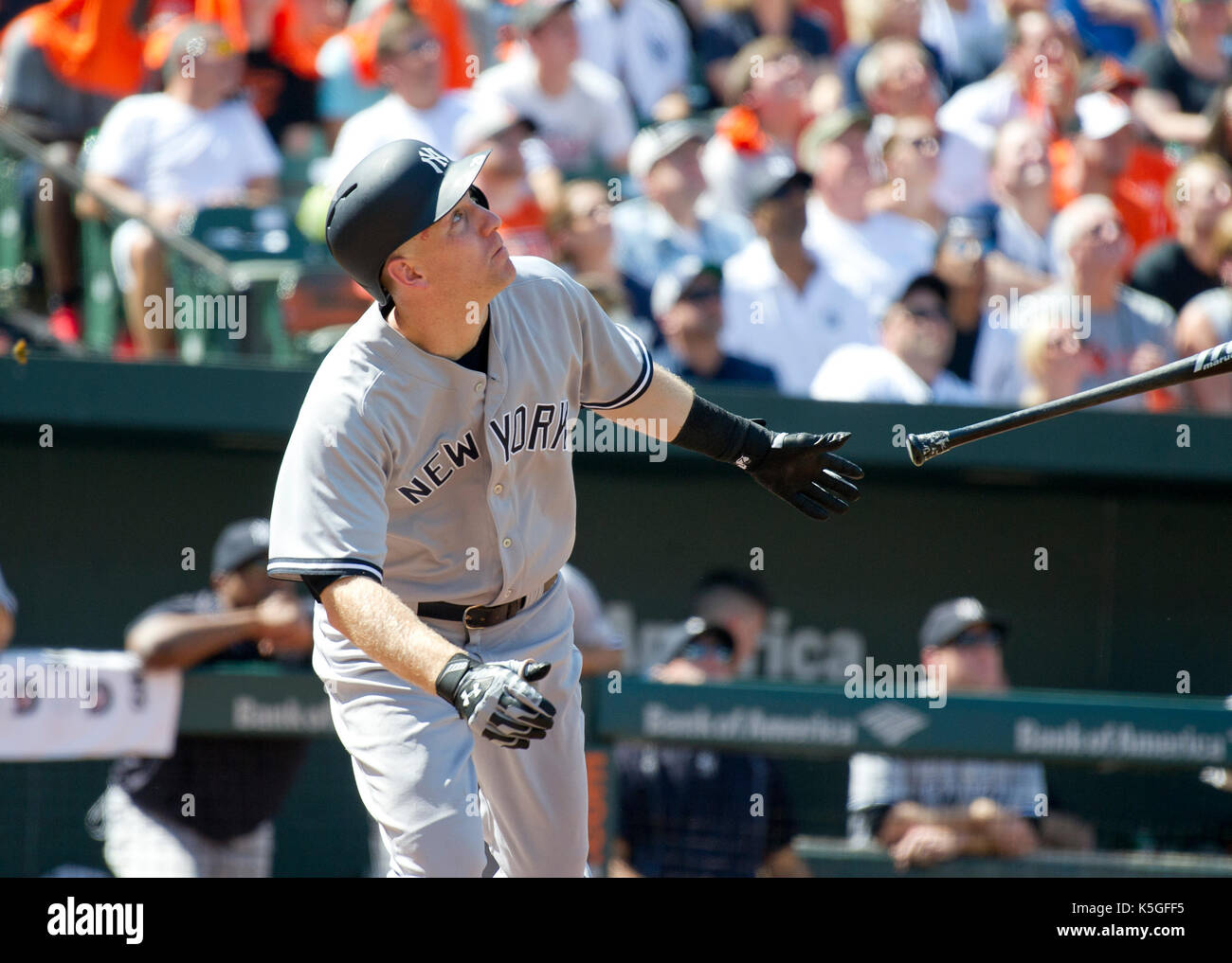 New York Yankees third baseman Todd Frazier (29) flies out in the ...