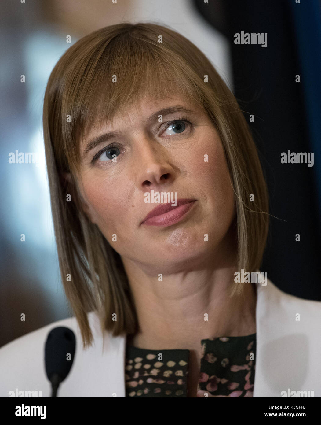 Kersti Kaljulaid, President of the Republic of Estonia, speaks at a ...