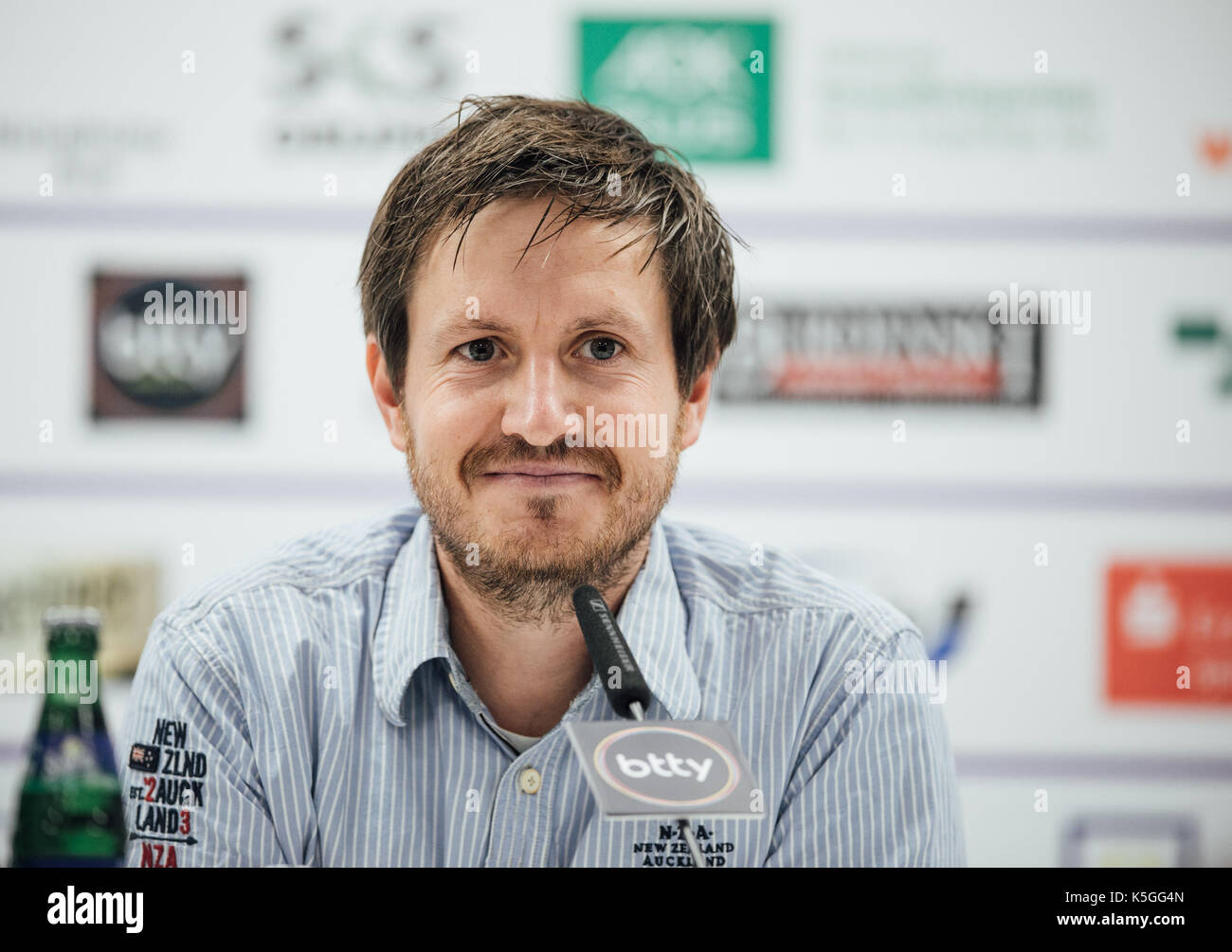 Aue, Germany. 8th Sep, 2017. Hannes Drews, the new manager of German ...