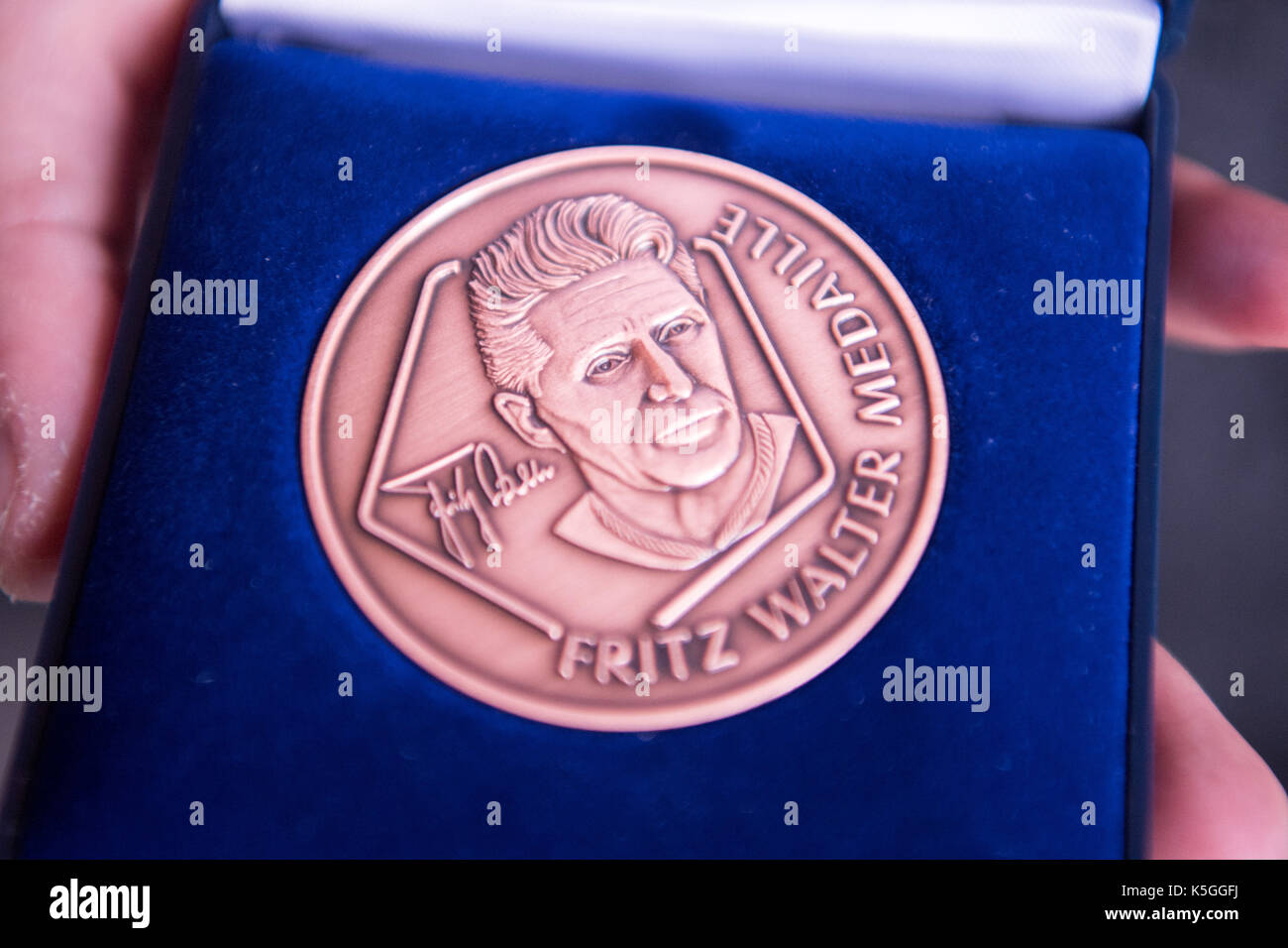 Fellbach, Germany. 4th Sep, 2017. The Fritz Walter Medal in bronze ...