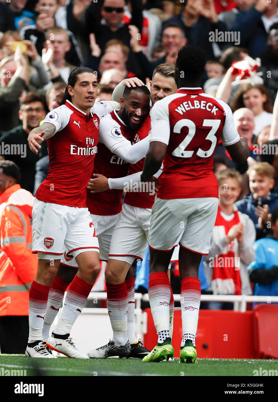 London, UK. 9th Sep, 2017. Players of Arsenal celebrate their second ...