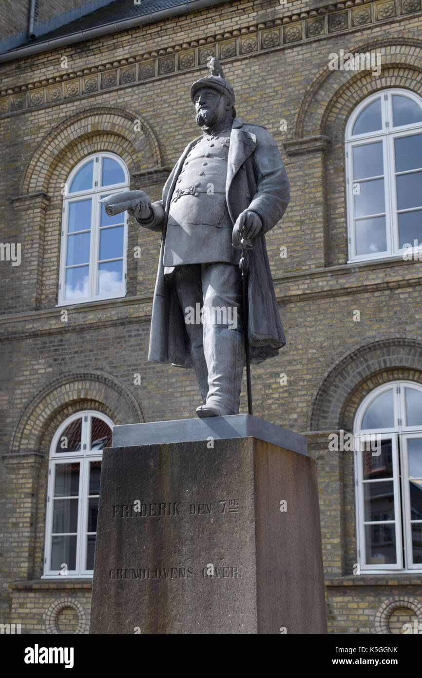 A statue of King Frederick VII of Denmark in the centre of Varde ...