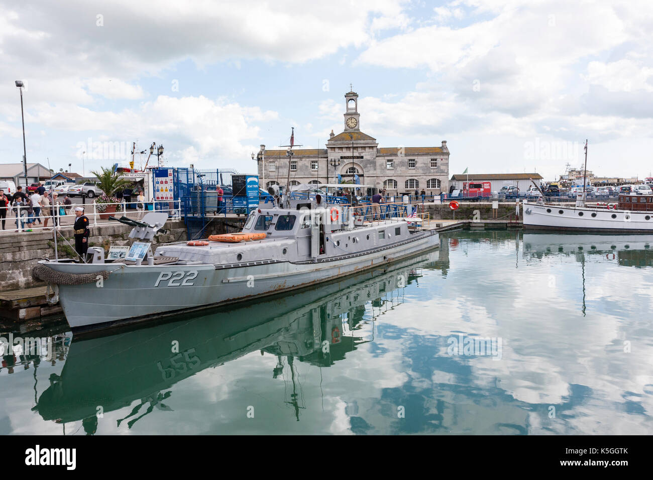 P22 restored US Navy Rhine river patrol boat docked at Ramsgate Harbour ...