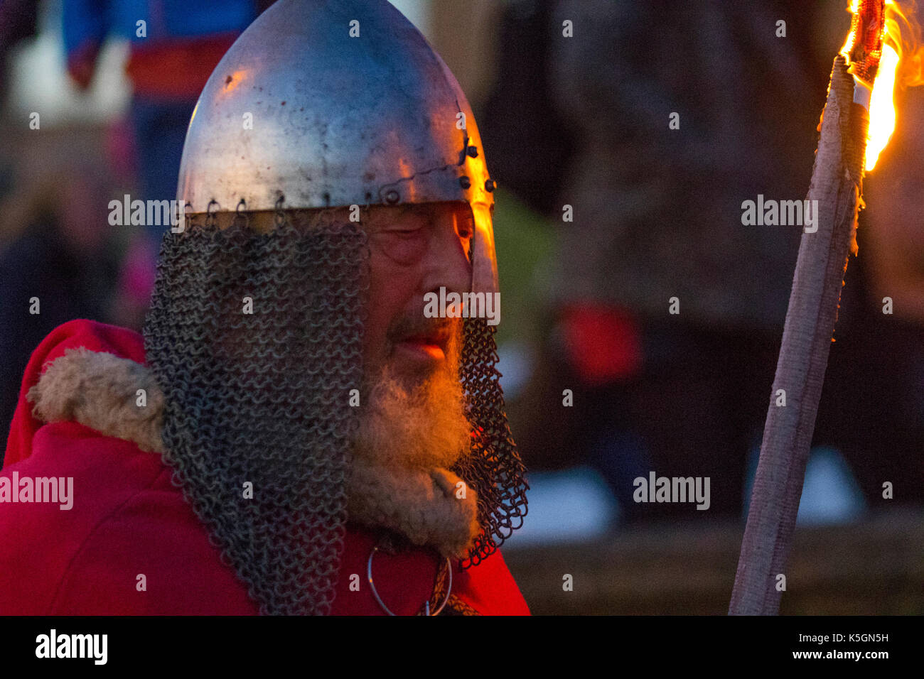 Torchlight pagan festival parade in Largs, Scotland, UK. The Battle of ...