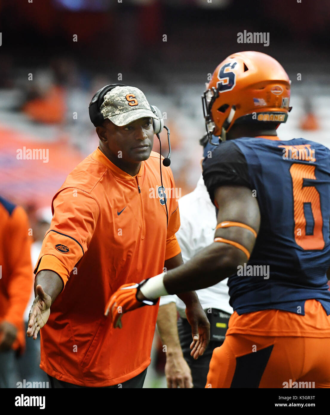 Syracuse, NY, USA. 9th Sep, 2017. Syracuse head coach Dino Babers ...