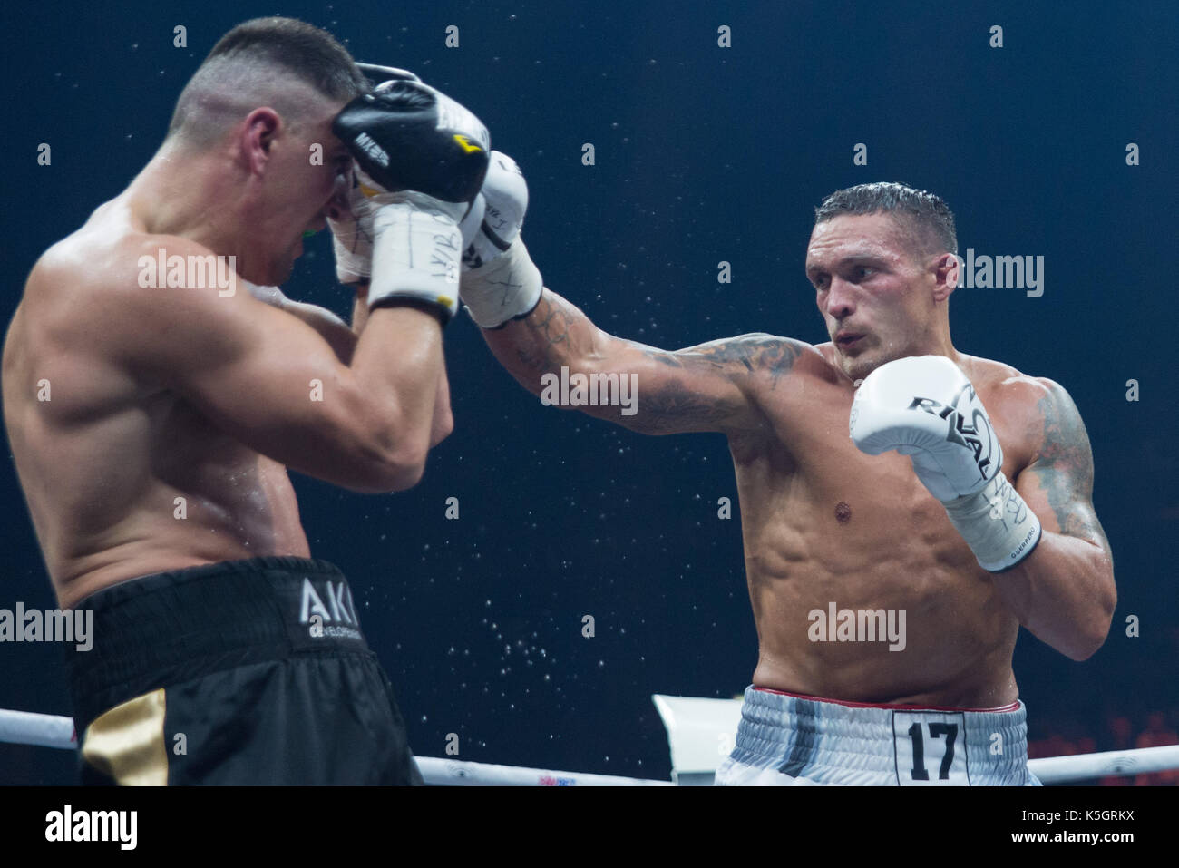 Berlin, Germany. 9th September, 2017. Alexandar Usyk (R), Marco Huck ...