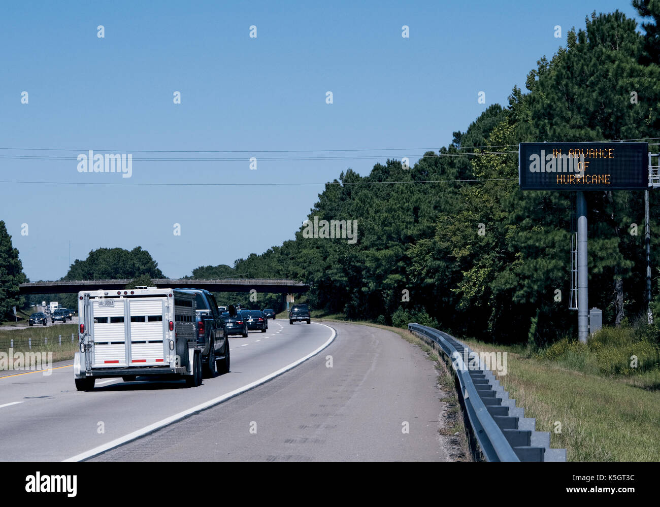 Irma Evacuation Traffic on I-95 with Electronic Hurricane Sign Warning ...