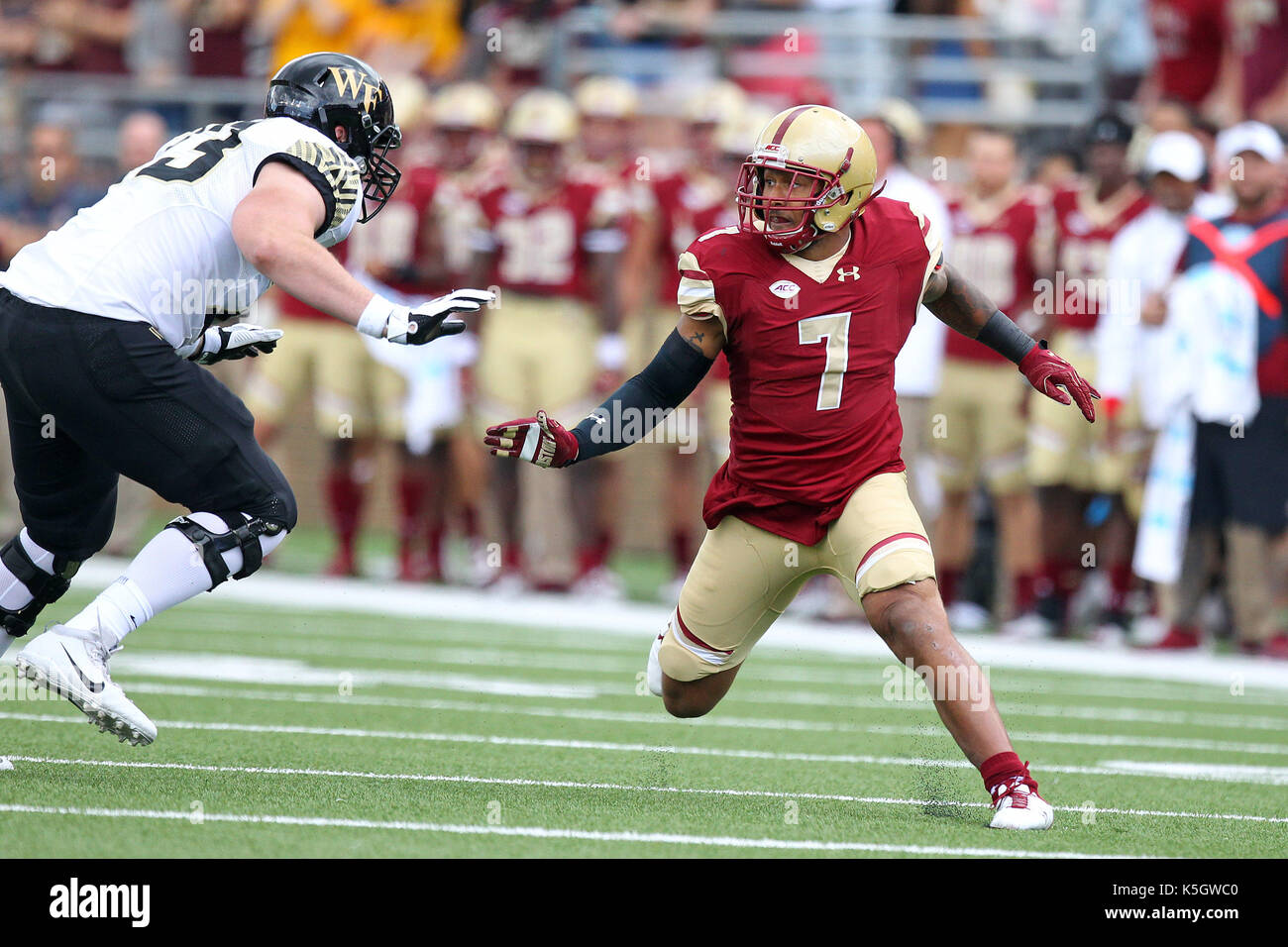 Alumni Stadium. 9th Sep, 2017. MA, USA; Boston College Eagles defensive ...