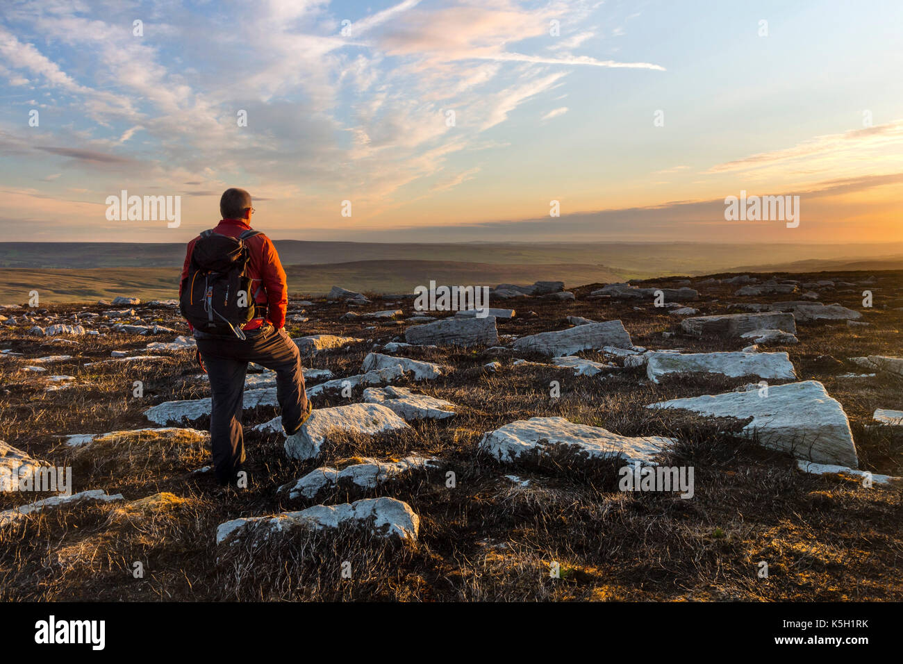 Hiker Enjoying the View North from Harnisha Hill (Raven Seat) on the ...