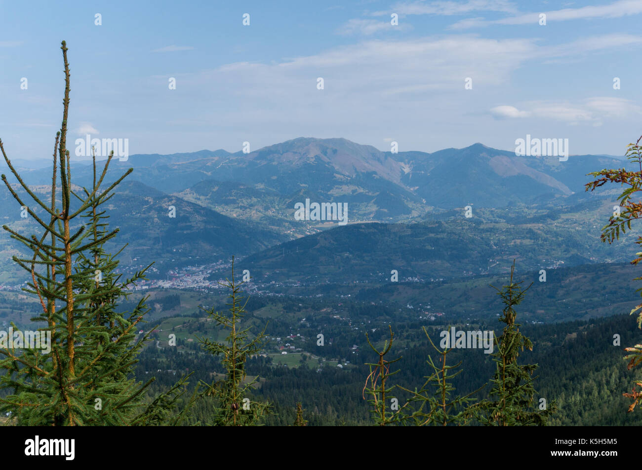 View on the Maramures mountains and Borsa Stock Photo - Alamy