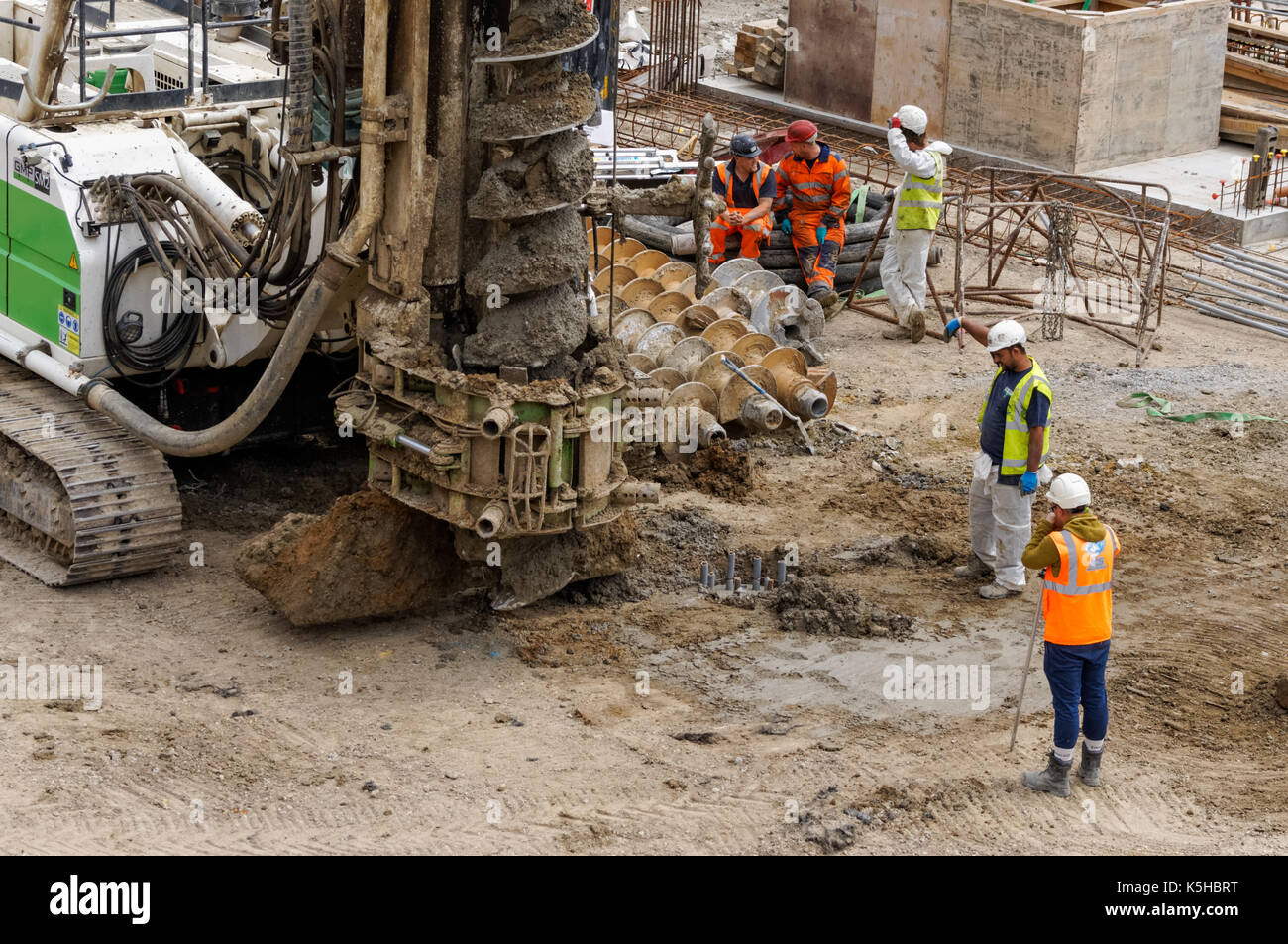 Drilling rig at the construction site of residential building at ...