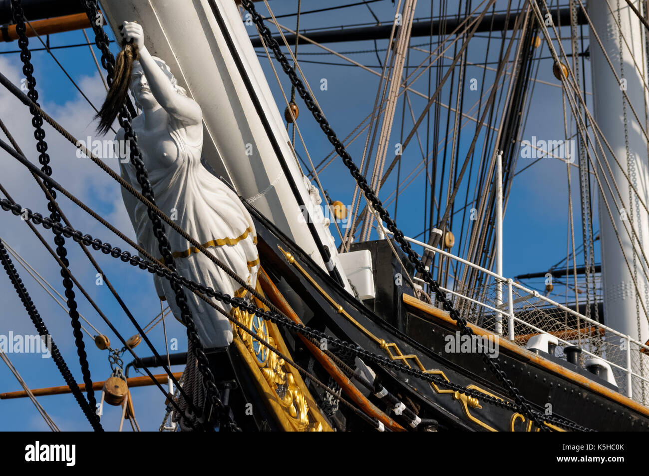 Figurehead of Cutty Sark clipper ship in Greenwich, London England ...