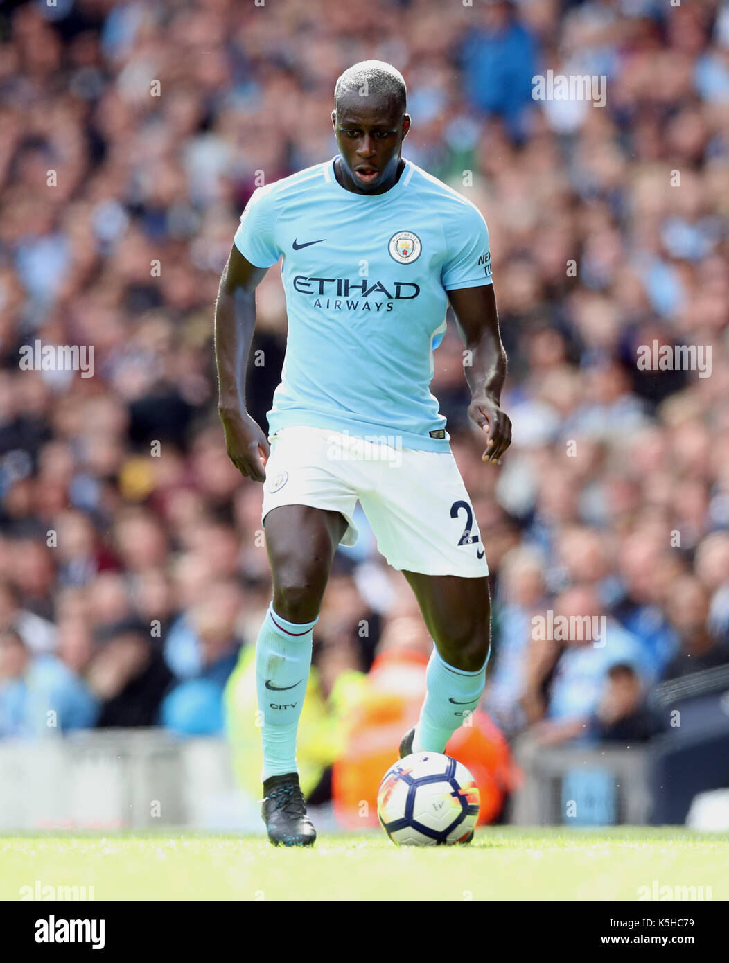 Manchester City's Benjamin Mendy during the Premier League match at the Etihad Stadium ...