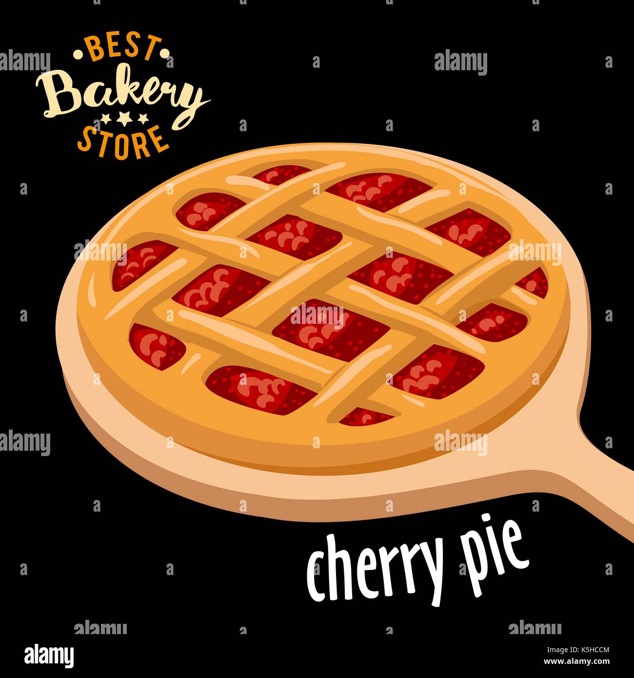 Cherry pie mesh on the board vector. Baked bread product Stock Vector ...
