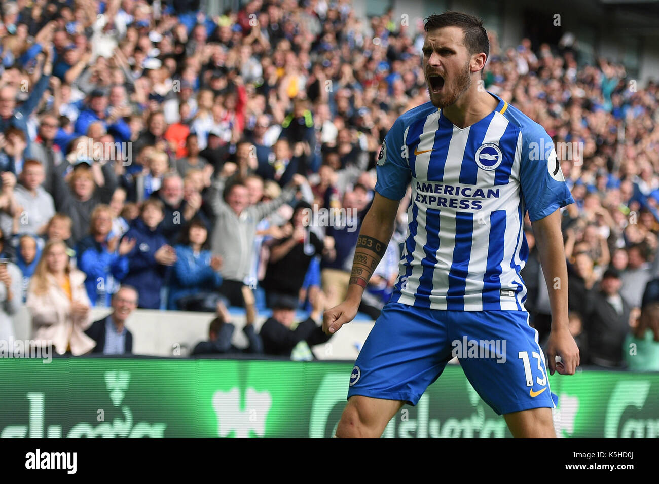 Brighton & Hove Albion's Pascal Gross celebrates scoring his side's ...